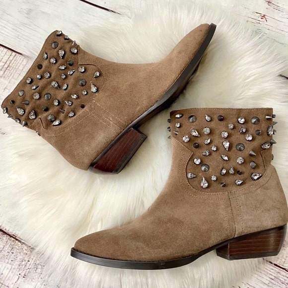Sam Edelman | Shoes | Sam Edelman Tan Studded Avril Suede Booties ...